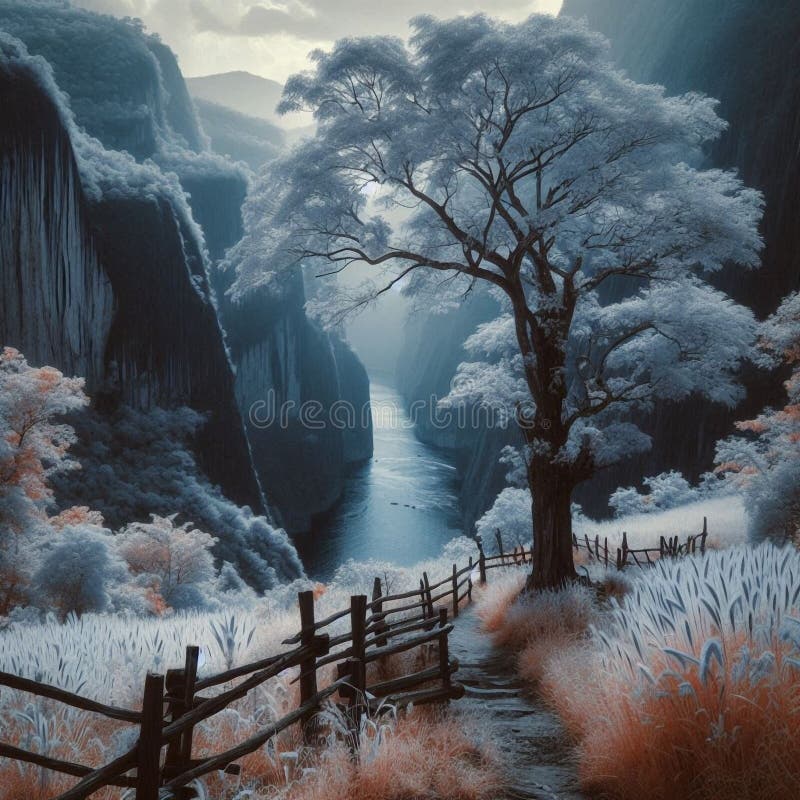 Infrared Image of a Peaceful Evening on a Quiet Rural Countryside ...