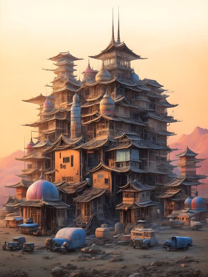 Image of the Multicolored Gigantic Scale Buildings Pile and Stack Up ...