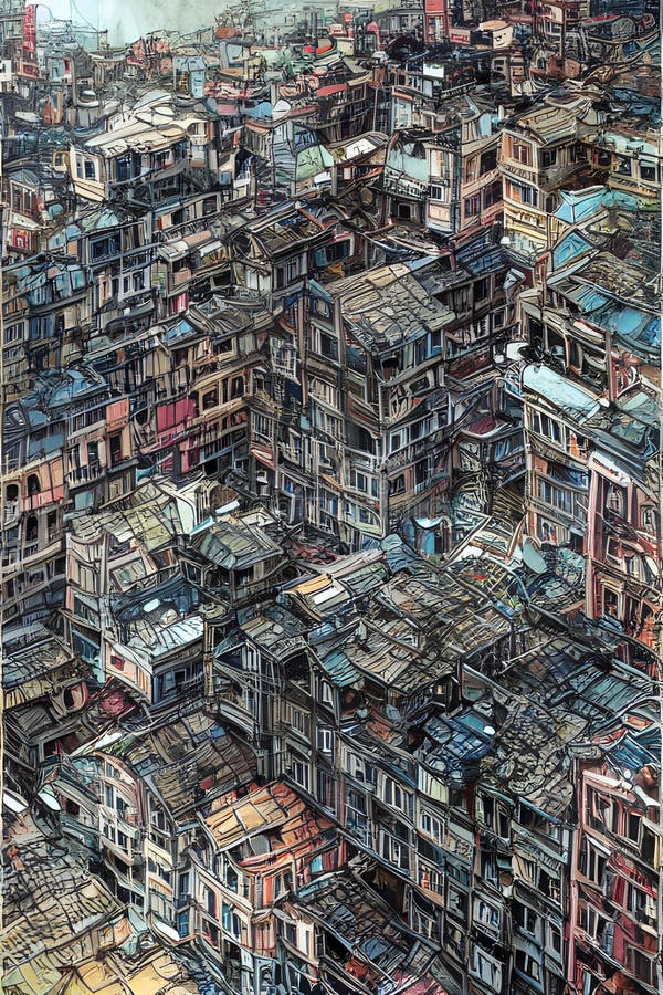 Image of the Multicolored Gigantic Scale Buildings Pile and Stack Up ...