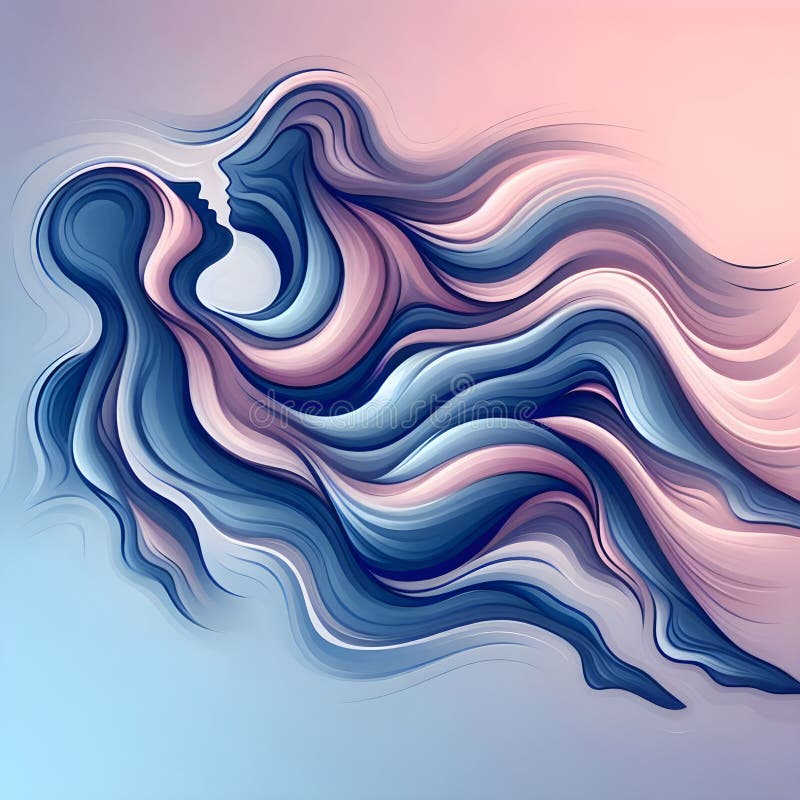 Abstract Visual Illusion Featuring Two People Entwined Together Stock ...
