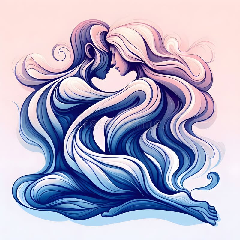 Abstract Visual Illusion Featuring Two People Entwined Together Stock ...