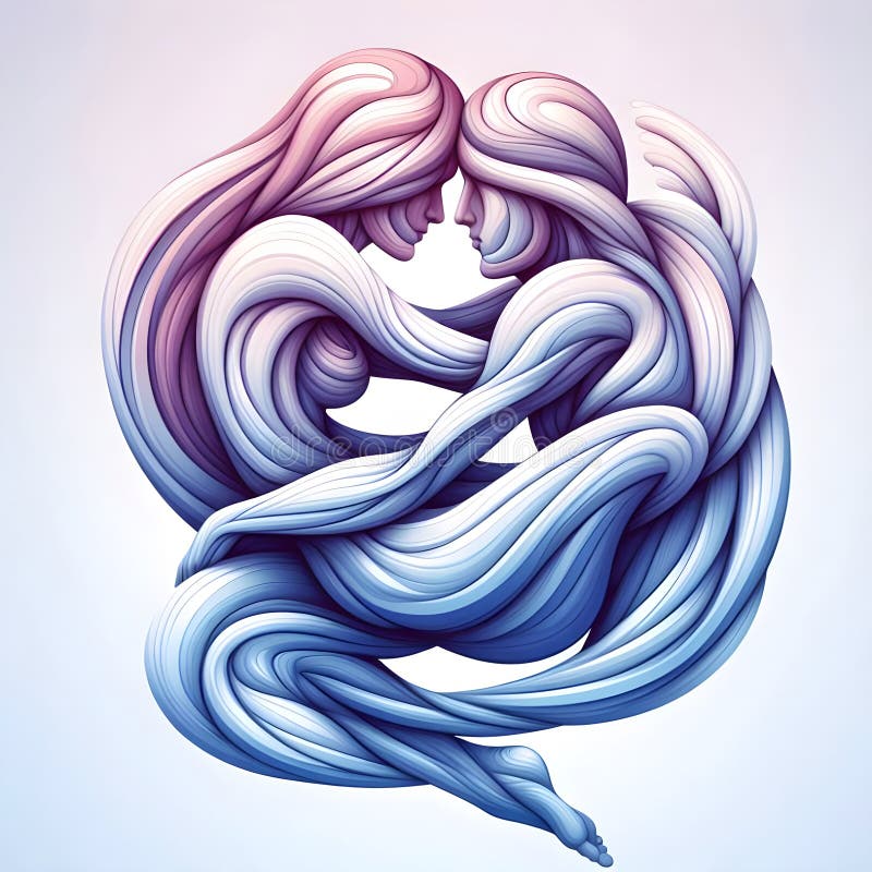 Abstract Visual Illusion Featuring Two People Entwined Together Stock ...
