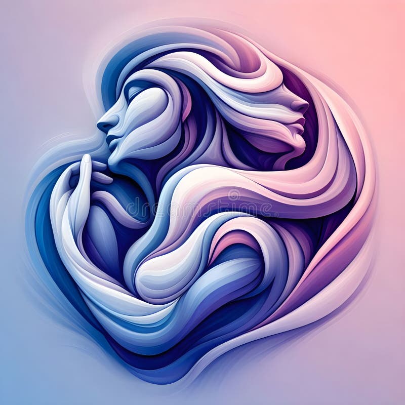 Abstract Visual Illusion Featuring Two People Entwined Together Stock ...