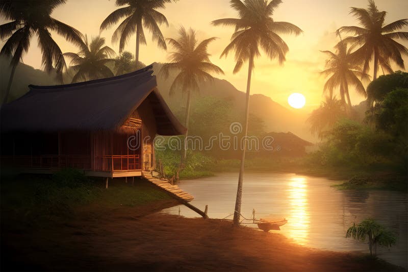 Image of the Beautiful Asian Rural Countryside Landscape during Golden ...