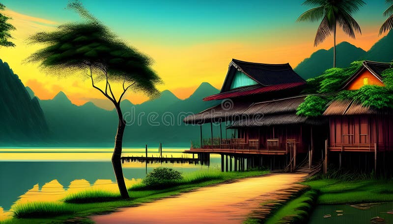 Image of the Beautiful Asian Rural Countryside Landscape during Golden ...