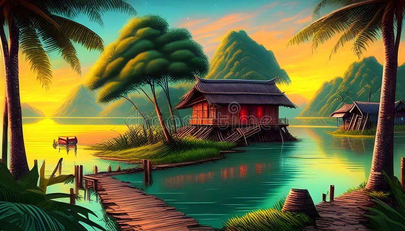 Image of the Beautiful Asian Rural Countryside Landscape during Golden ...