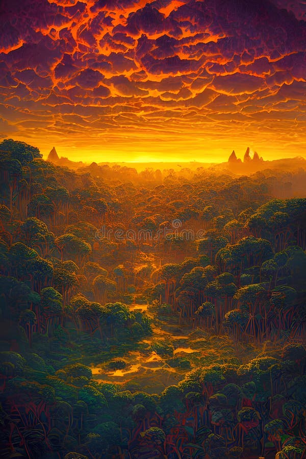 Image of a Brazilian Amazon Thick Jungle Landscape at Different Weather ...