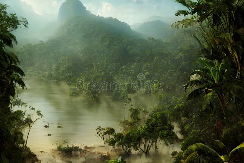 Image of a Brazilian Amazon Thick Jungle Landscape at Different Weather ...