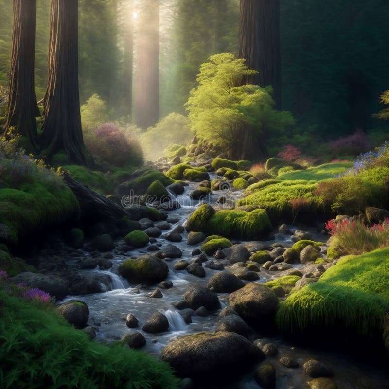 Enchanted Stream: a Fairy Tale Wonderland Stock Illustration ...