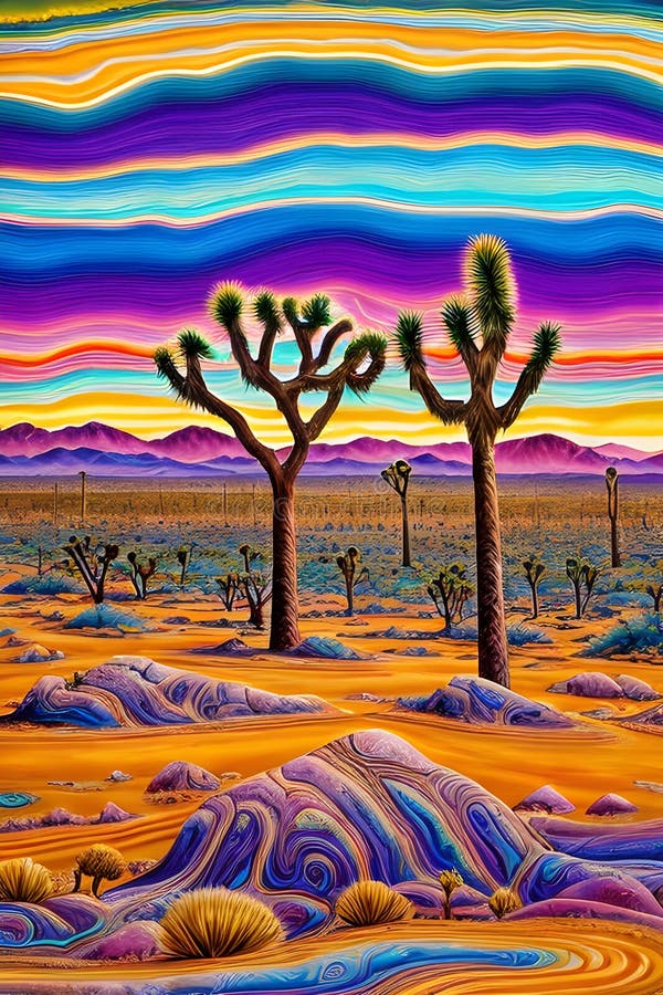Painterly Image of a Haida Art Inspired Joshua Tree Desert Scene. Stock ...