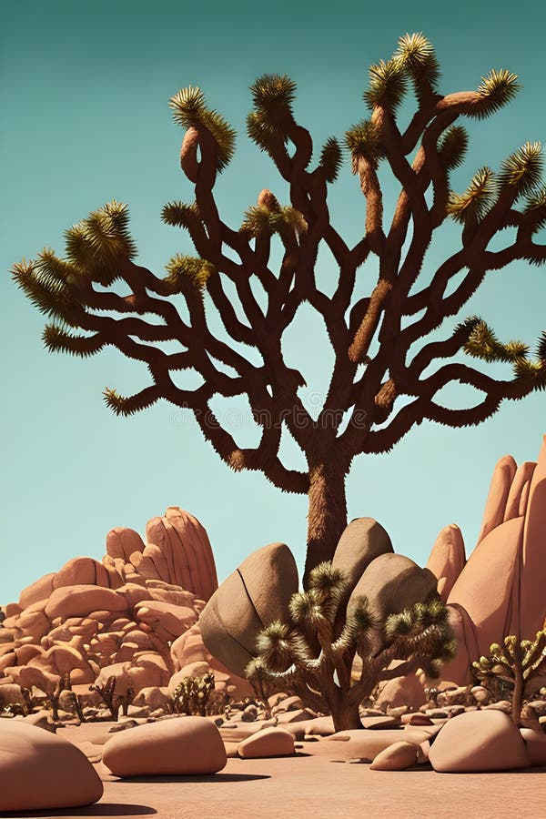 Painterly Image of a Haida Art Inspired Joshua Tree Desert Scene. Stock ...