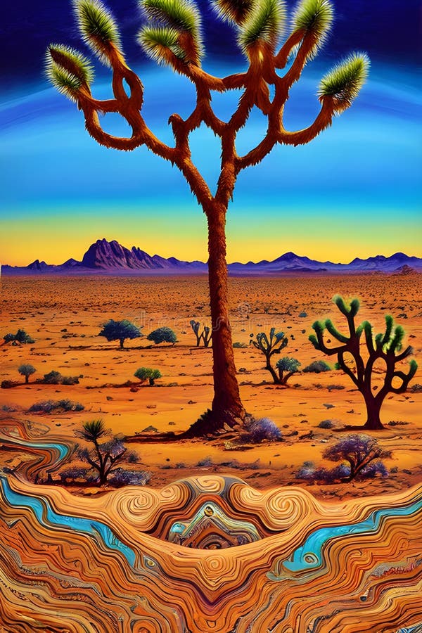 Painterly Image of a Haida Art Inspired Joshua Tree Desert Scene. Stock ...