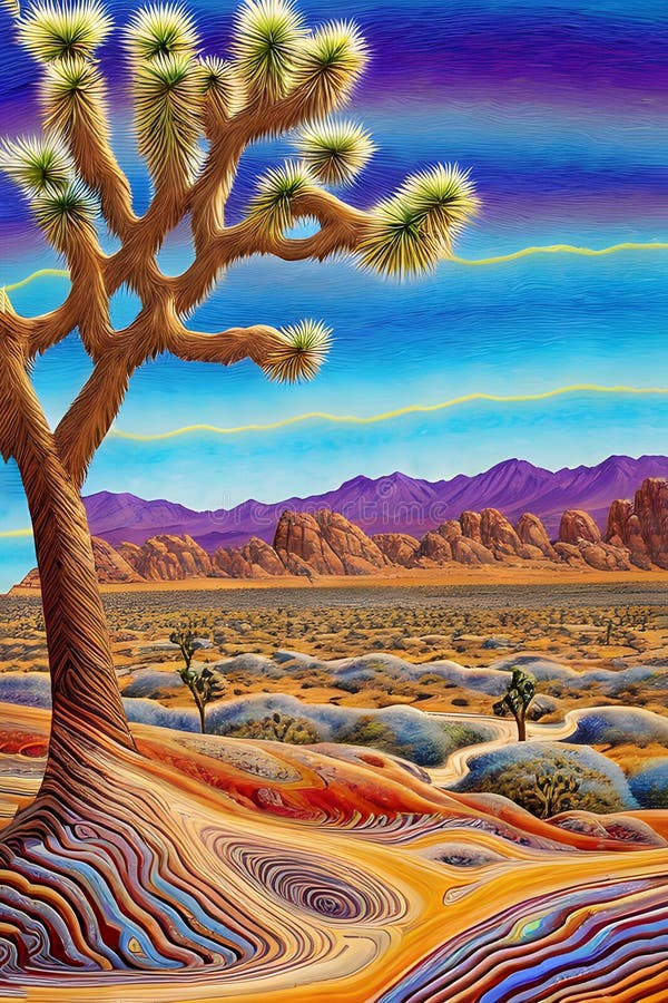 Painterly Image of a Haida Art Inspired Joshua Tree Desert Scene. Stock ...