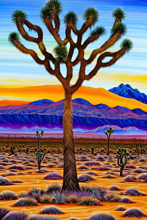Painterly Image of a Haida Art Inspired Joshua Tree Desert Scene. Stock ...