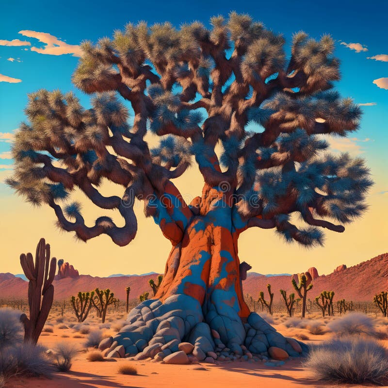 Painterly Image of a Haida Art Inspired Joshua Tree Desert Scene. Stock ...