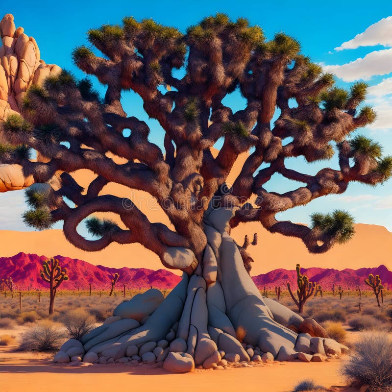 Painterly Image of a Haida Art Inspired Joshua Tree Desert Scene. Stock ...