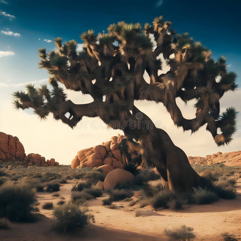 Painterly Image of a Haida Art Inspired Joshua Tree Desert Scene. Stock ...