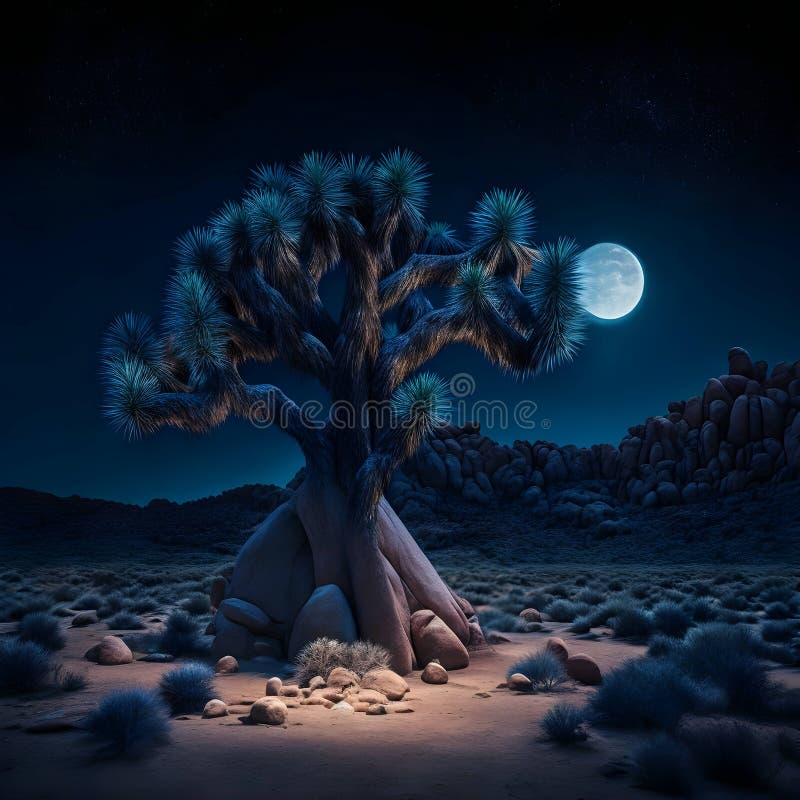 Painterly Image of a Haida Art Inspired Joshua Tree Desert Scene. Stock ...