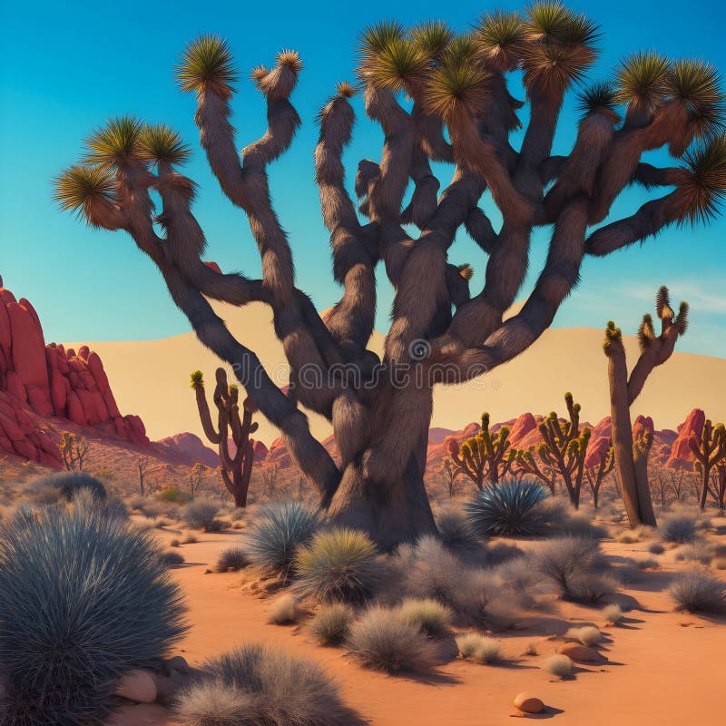 Painterly Image of a Haida Art Inspired Joshua Tree Desert Scene. Stock ...