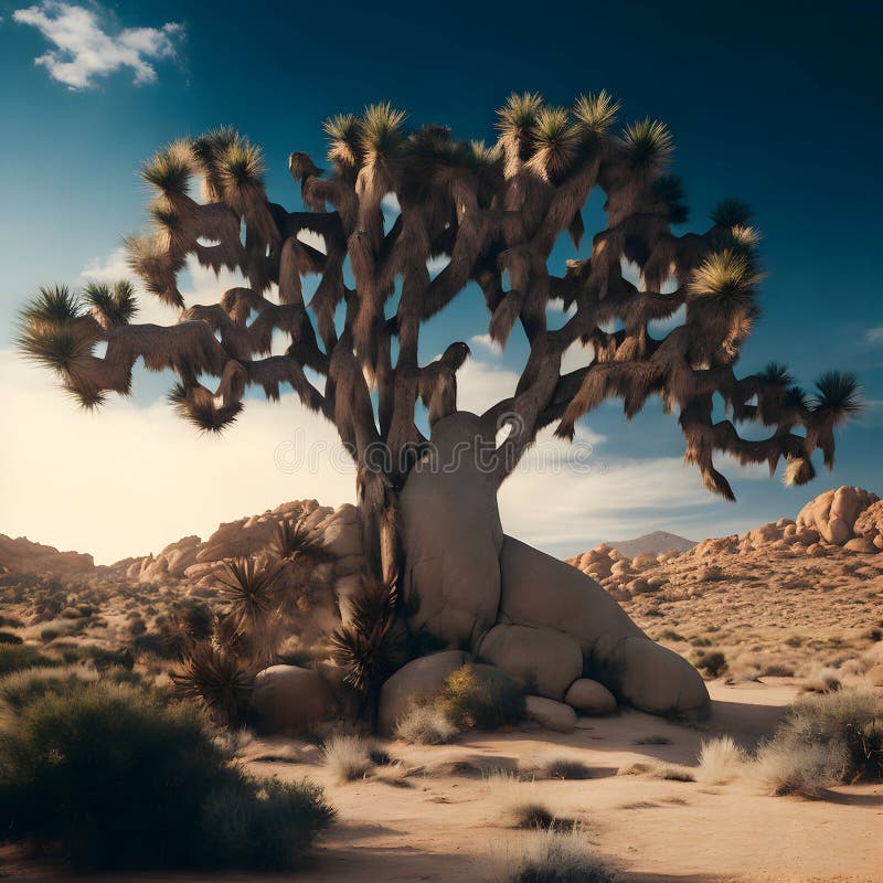 Painterly Image of a Haida Art Inspired Joshua Tree Desert Scene. Stock ...