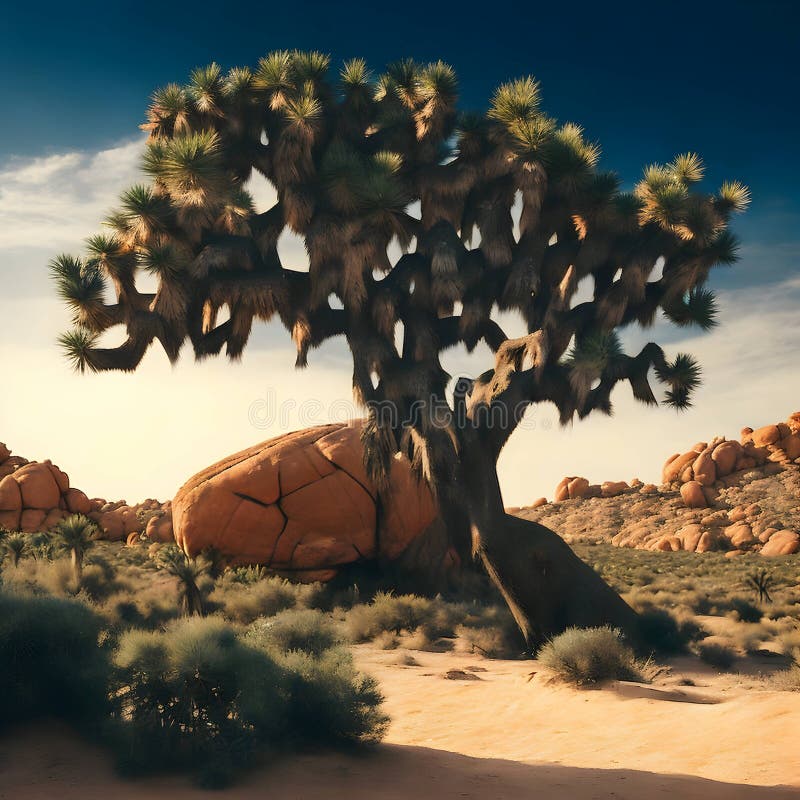 Painterly Image of a Haida Art Inspired Joshua Tree Desert Scene. Stock ...