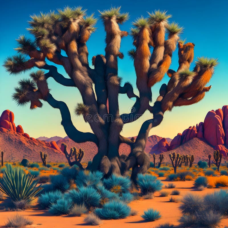 Painterly Image of a Haida Art Inspired Joshua Tree Desert Scene. Stock ...