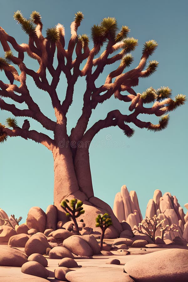 Painterly Image of a Haida Art Inspired Joshua Tree Desert Scene. Stock ...