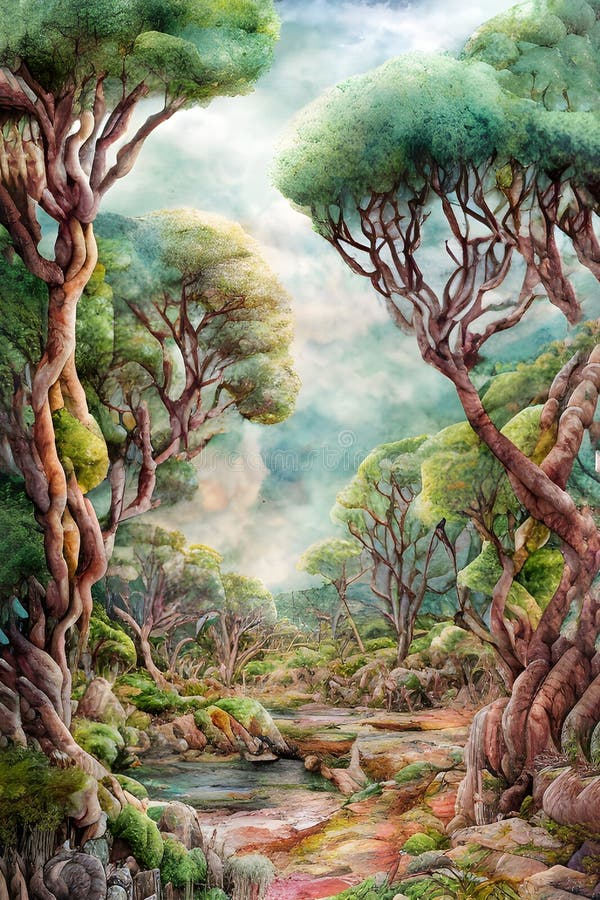 Painterly Image of a Haida Art Inspired Joshua Tree Desert Scene. Stock ...