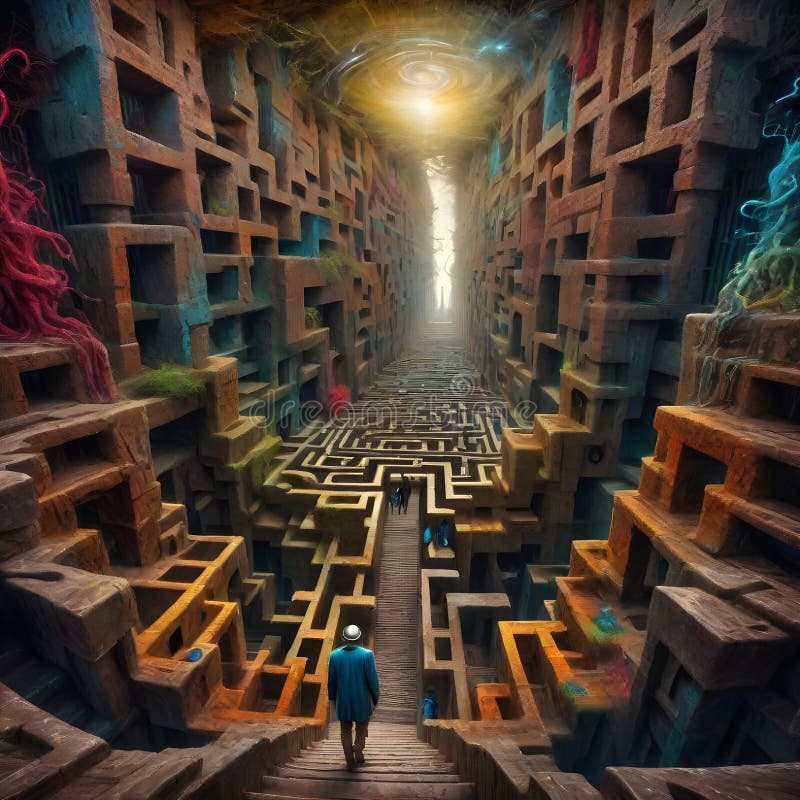 Image of Lost in the Labyrinth of Mind Surreal World. Stock ...