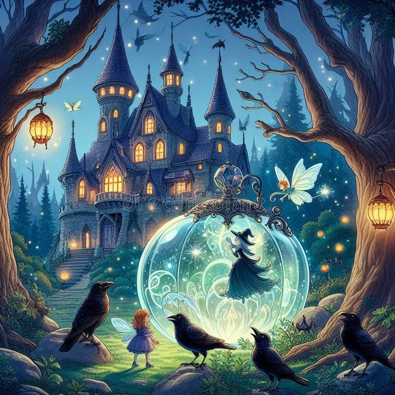 A Magical Forest with Gothic Elements Which Witch and Fairy Loiter ...