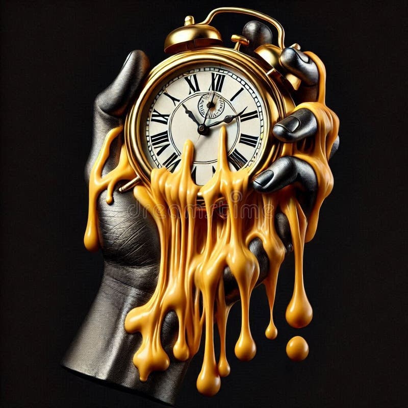 Painterly Image of a Melting Clock in Hand Presenting that Time is ...