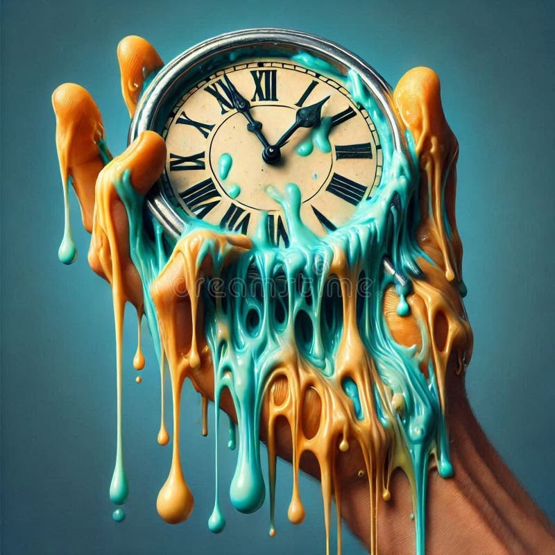 Painterly Image of a Melting Clock in Hand Presenting that Time is ...