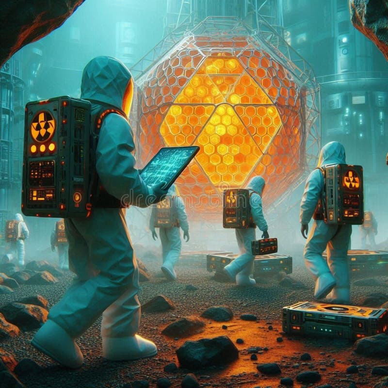 Men Wearing Biohazard Radiation Suits Checking the Bioluminescent ...