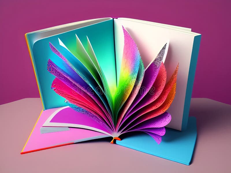 An Open Book, Hovering in Mid Air, Magical Aura, Colorful and Magical ...