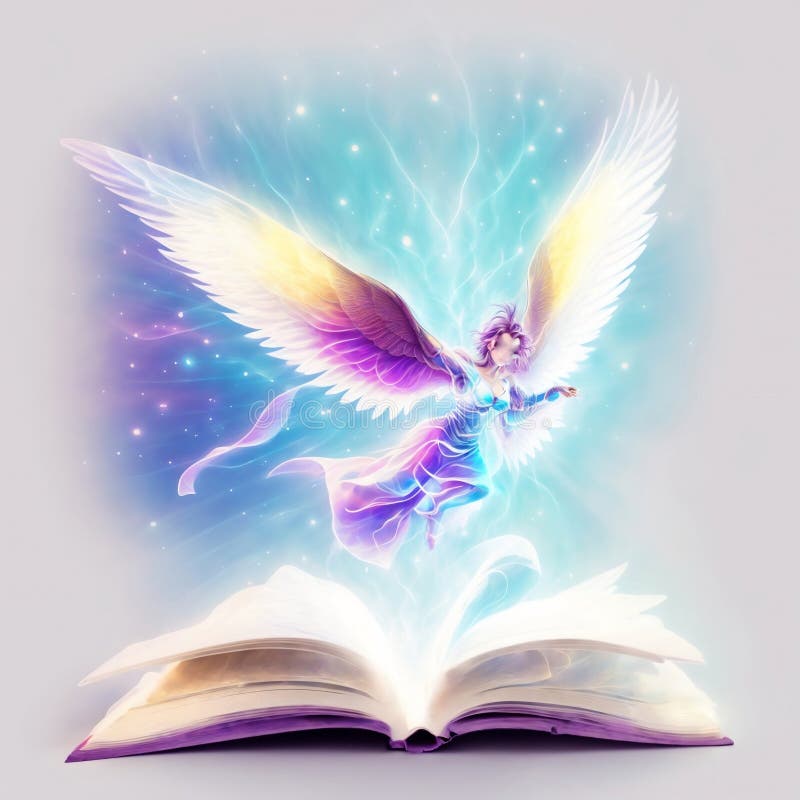 An Open Book, Hovering in Mid Air, Magical Aura, Colorful and Magical ...