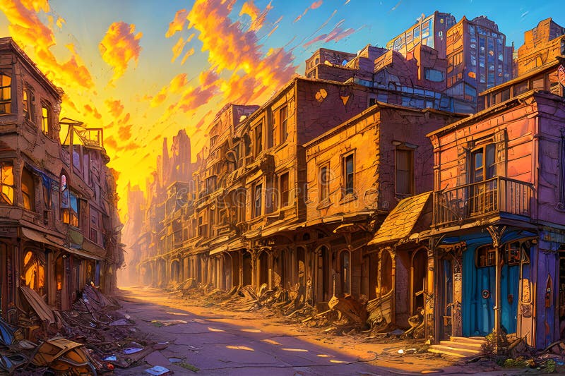 Image of the Run Down Part of the Old,unknown,inner City,narrow,winding ...