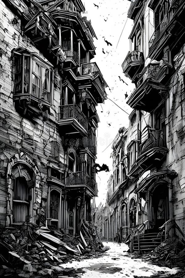 Image of the Run Down Part of the Old,unknown,inner City,narrow,winding ...