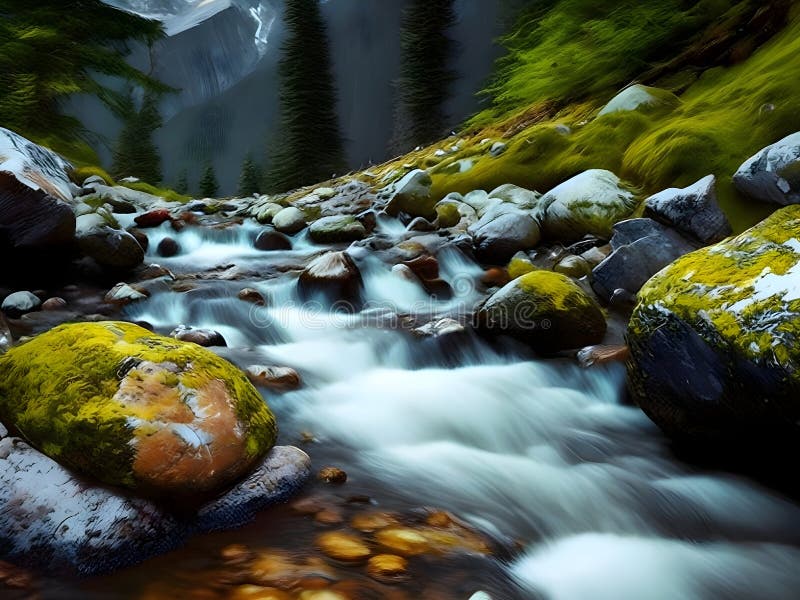 Image of the Slow Exposure Photography of Water Streaming Down from the ...