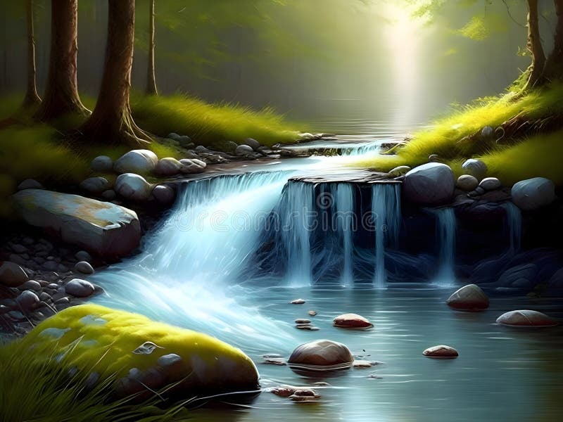 Image of the Slow Exposure Photography of Water Streaming Down from the ...