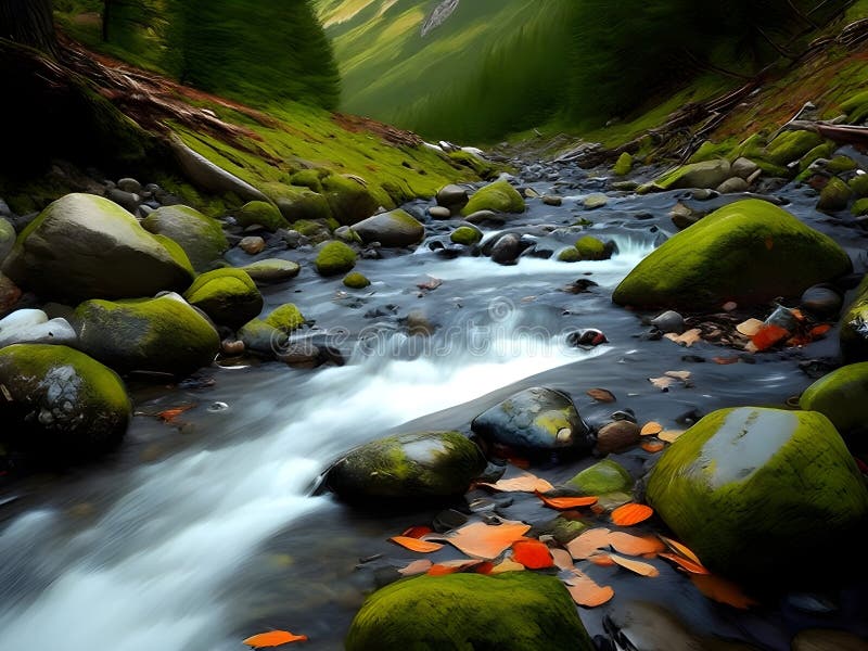 Image of the Slow Exposure Photography of Water Streaming Down from the ...