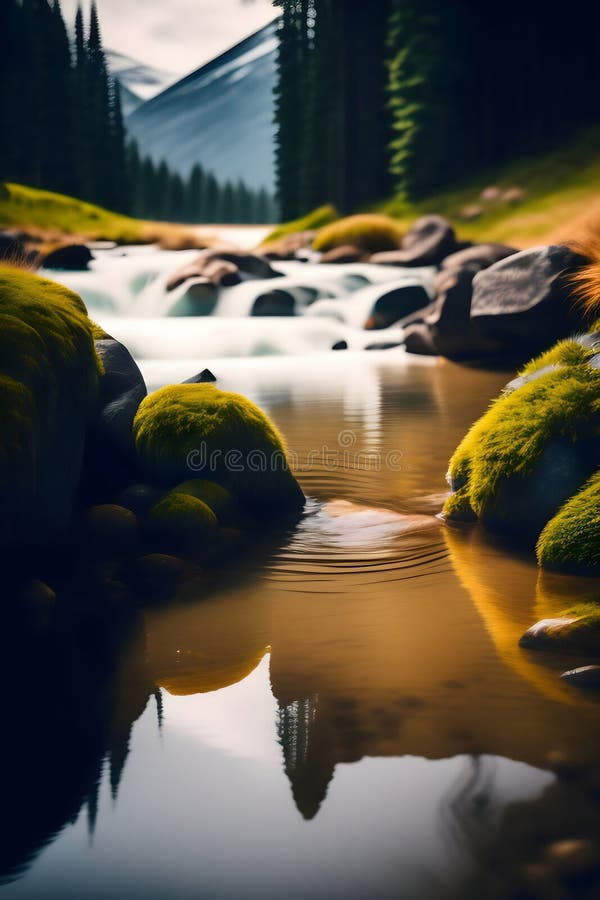 Image of the Slow Exposure Photography of Water Streaming Down from the ...