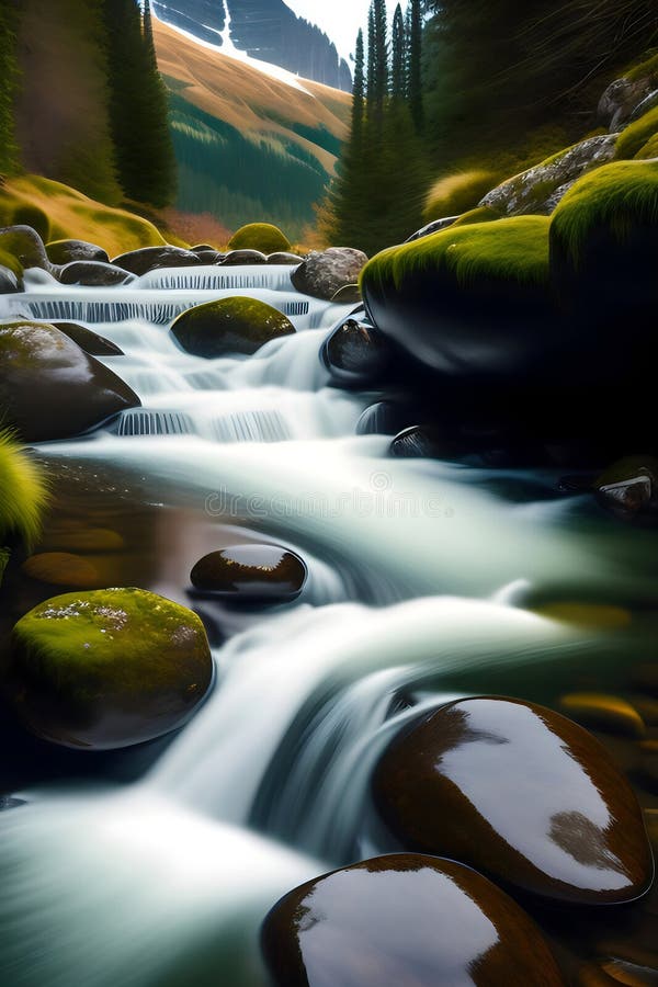 Image of the Slow Exposure Photography of Water Streaming Down from the ...
