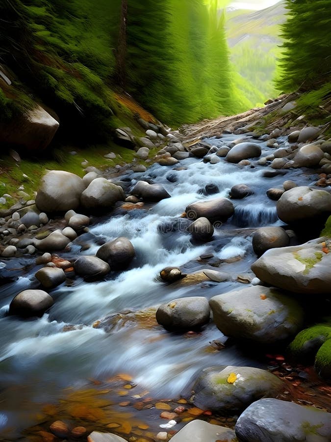 Image of the Slow Exposure Photography of Water Streaming Down from the ...