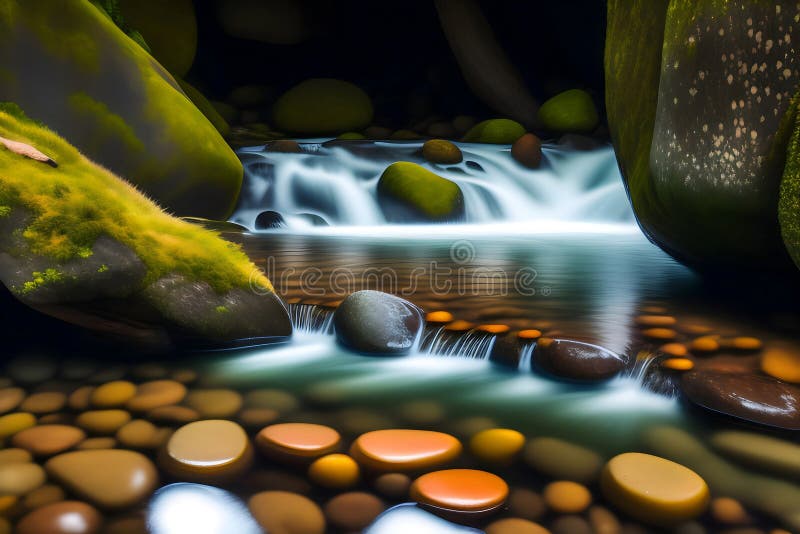 Image of the Slow Exposure Photography of Water Streaming Down from the ...