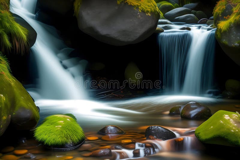 Image of the Slow Exposure Photography of Water Streaming Down from the ...