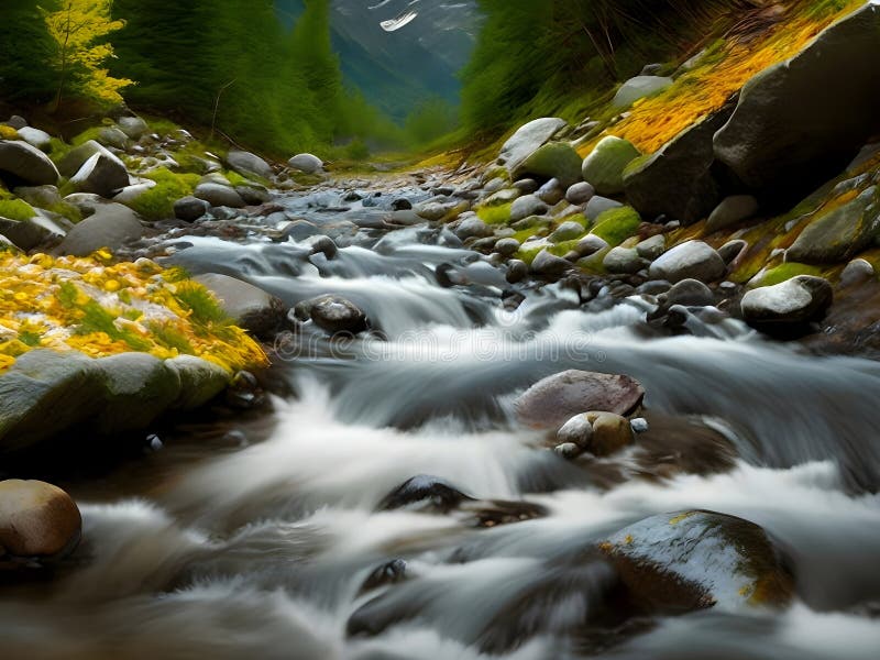 Image of the Slow Exposure Photography of Water Streaming Down from the ...