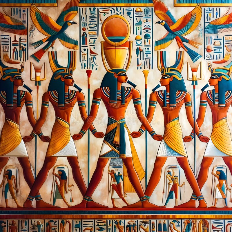Painterly Image of a Vibrant in Ancient Egyptian Style of Egyptian ...