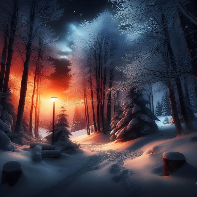 Painterly Image of a Winter S Day in a Deep and Dark December. Stock ...