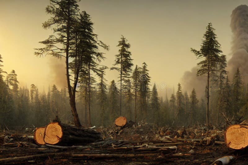 Image of the Wood or Expansion Deforestation Landscape Scene at Golden ...