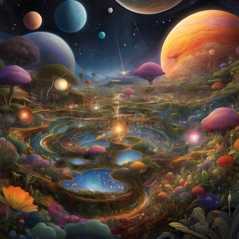 Painting of the Densest Universe Garden Combined with the Densest Multi ...